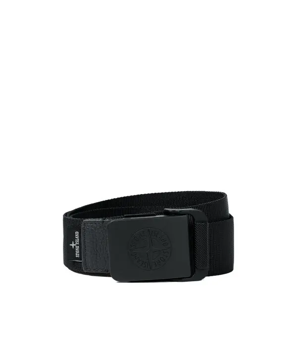 Stone Island Compass Logo Buckle Belt - Black