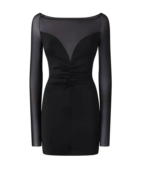 Pinko Tulle Plunging-neck Mini Dress - Black