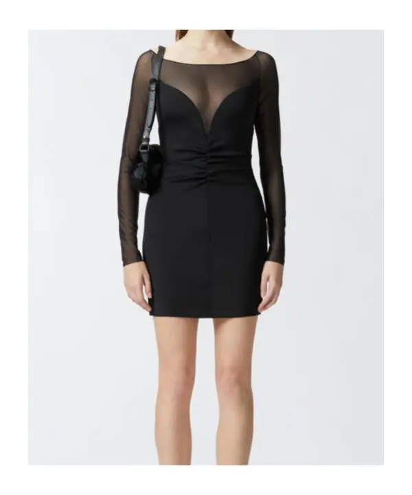 Pinko Tulle Plunging-neck Mini Dress
