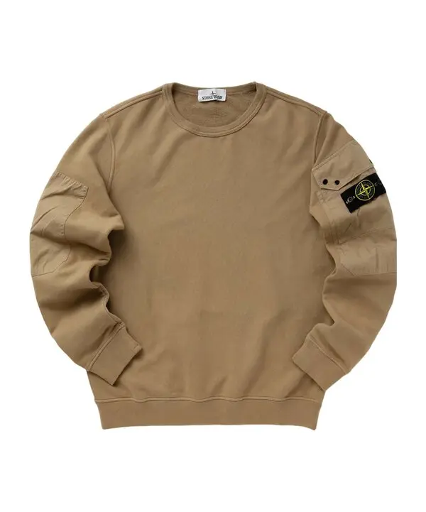 Stone Island Crewneck Sweatshirt With Logo Patch And Flap Pocket