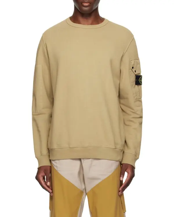 Stone Island Crewneck Sweatshirt With Logo Patch And Flap Pocket