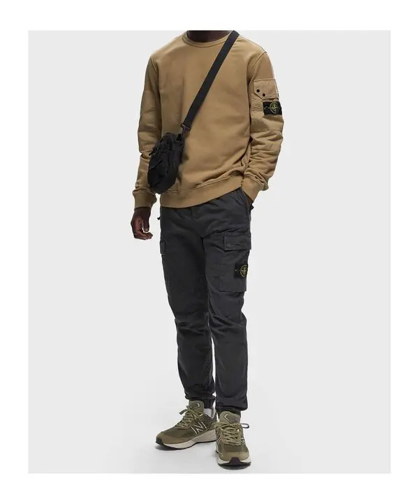 Stone Island Crewneck Sweatshirt With Logo Patch And Flap Pocket