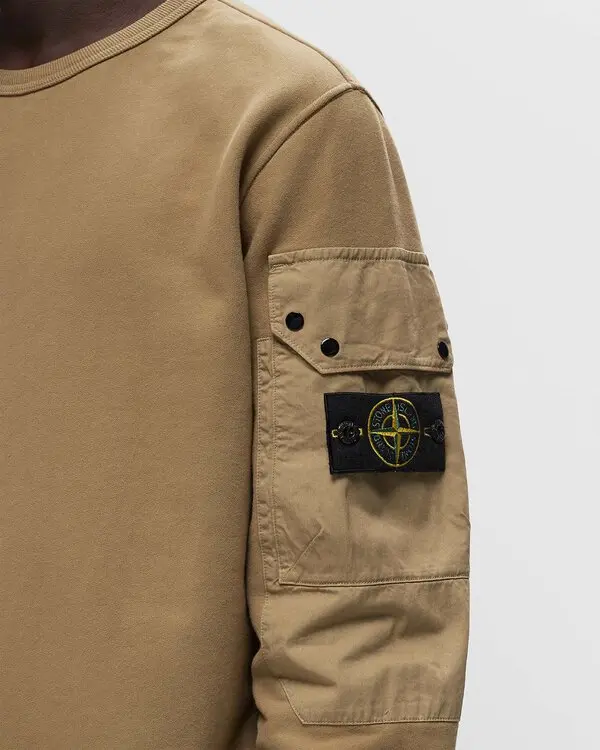 Stone Island Crewneck Sweatshirt With Logo Patch And Flap Pocket