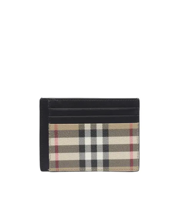 Burberry Checked Logo Engraved Cardholder - Nude