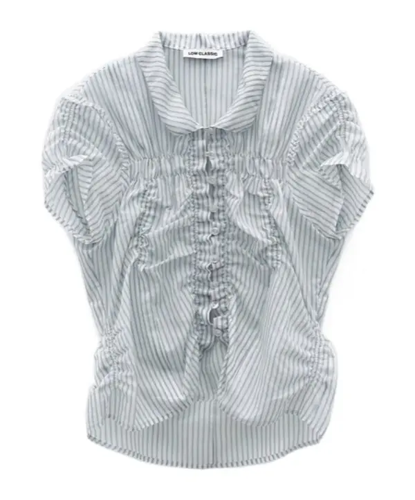 LOW CLASSIC Striped Gathered Shirt