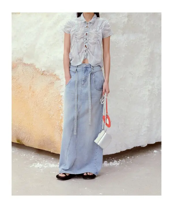 LOW CLASSIC Striped Gathered Shirt