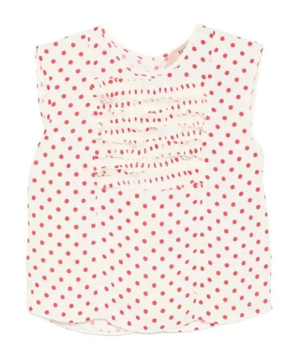 N.21 Polka Dot Ruffle Detail Blouse - White/red