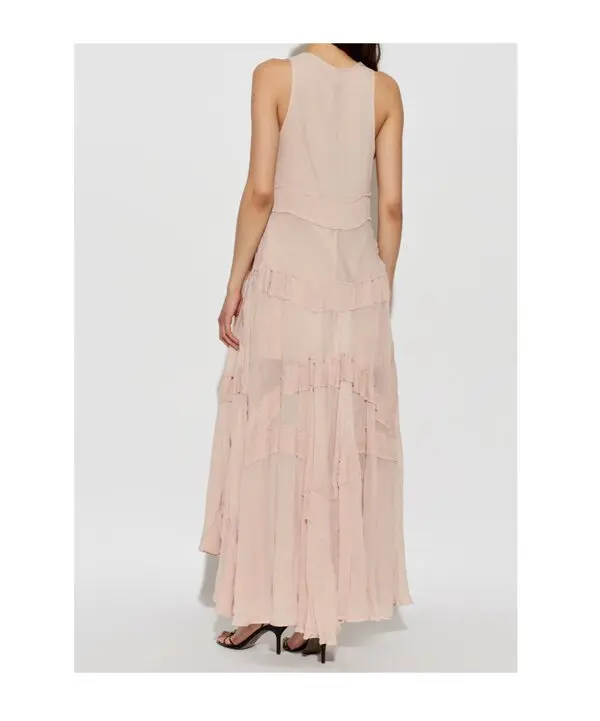 ALLSAINTS Sleeveless Asymmetrical Round Neck Dress - Pink
