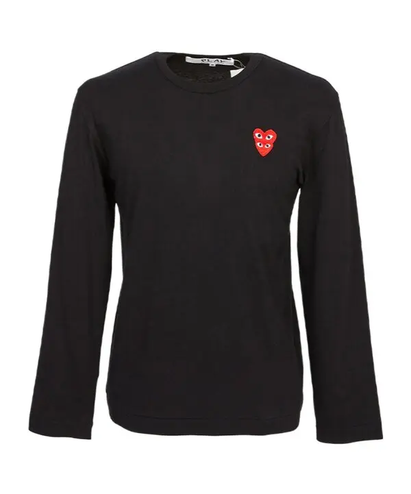 Play Comme Des Garcon Comme Des Garçons Play Double Heart Patch Crewneck T-shirt