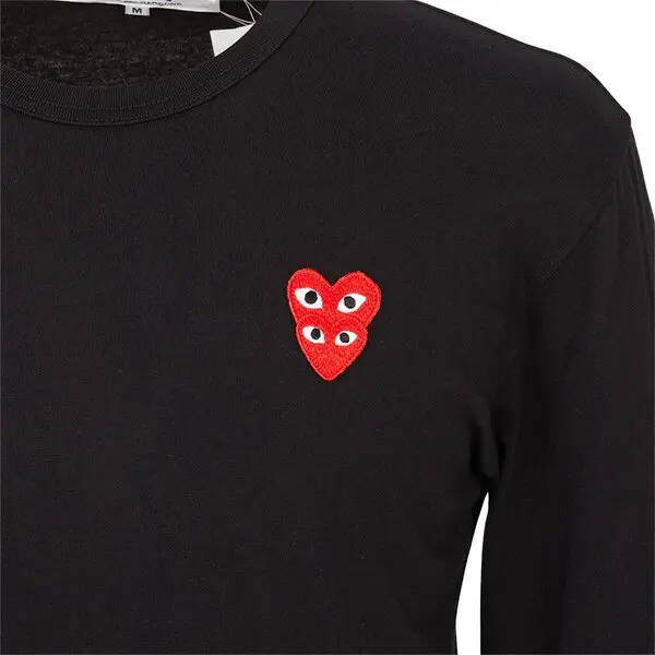 Play Comme Des Garcon Comme Des Garçons Play Double Heart Patch Crewneck T-shirt