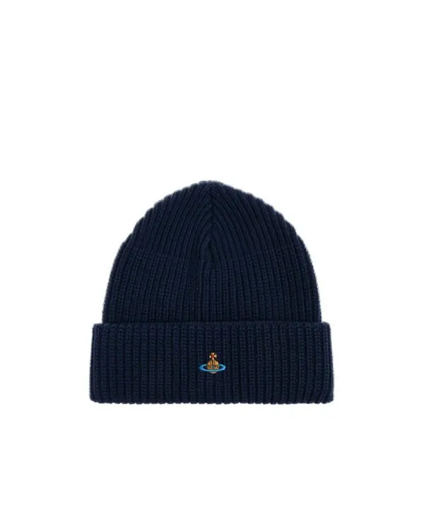 VIVIENNE WESTWOOD Logo Embroidered Beanie - Black