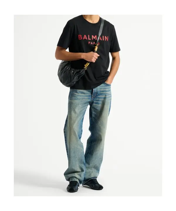 Balmain T-shirt With Paris Print - Black