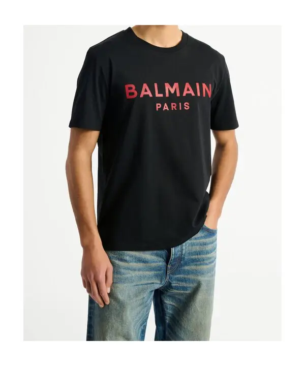 Balmain T-shirt With Paris Print - Black