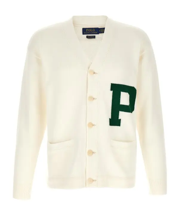 Polo Ralph Lauren Letter Intarsia Cardigan - White