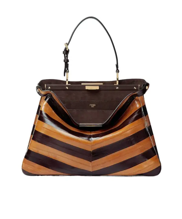 Fendi Peekaboo Soft Large Two-tone Inlaid Hagfish Leather Bag