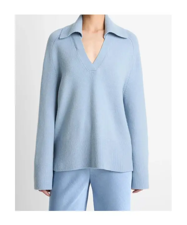 Vince Wool Cashmere-blend Oversized Polo Sweater