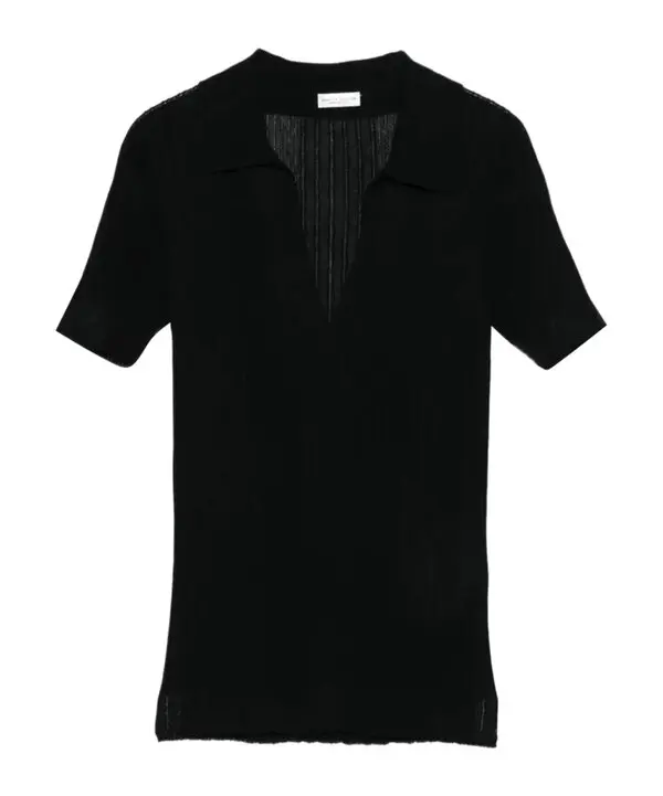 ROBERTO COLLINA Short-sleeve Collared Ribbed Top