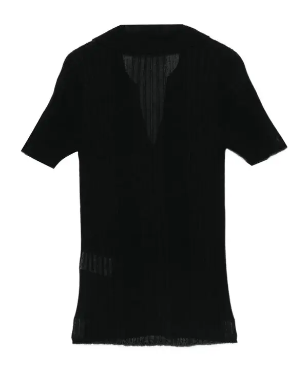 ROBERTO COLLINA Short-sleeve Collared Ribbed Top
