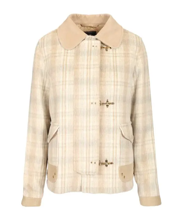 FAY Tartan Quilted Short Coat
