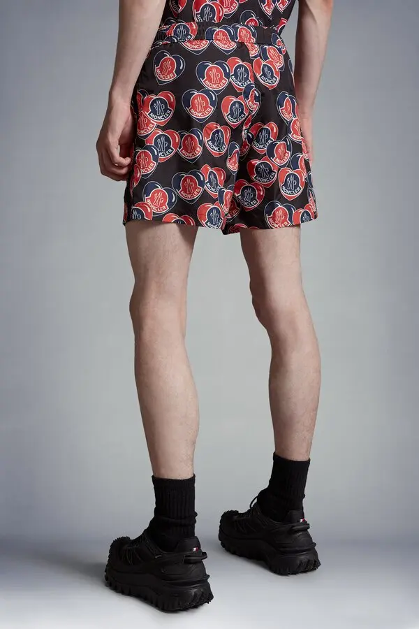 Moncler Logo Print Swim Shorts