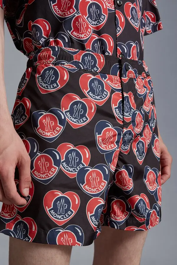Moncler Logo Print Swim Shorts