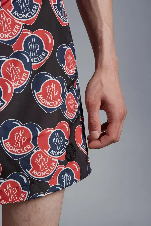 Moncler Logo Print Swim Shorts