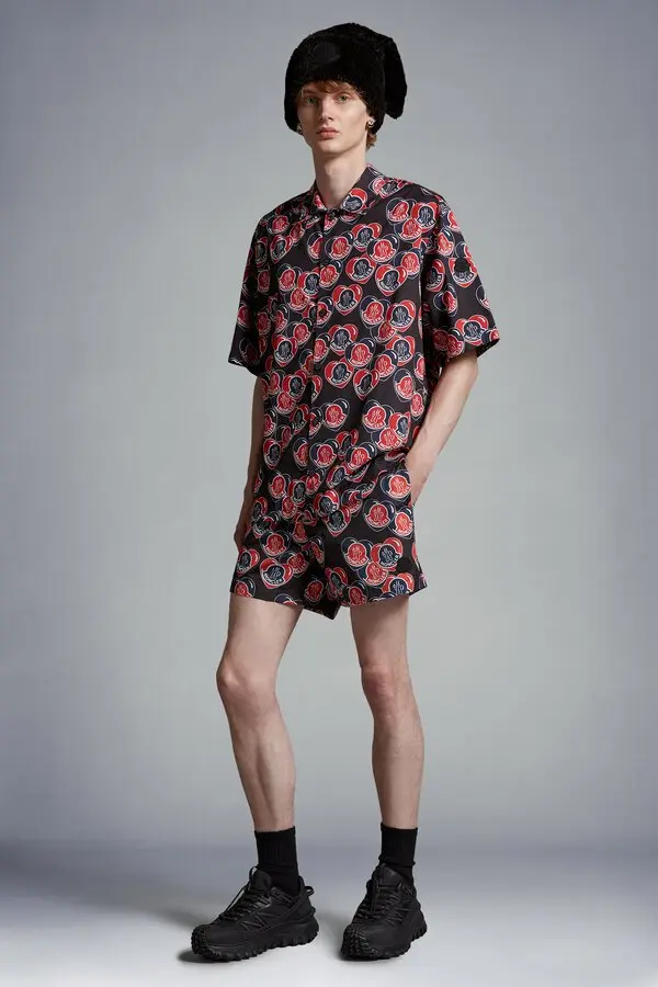 Moncler Logo Print Swim Shorts
