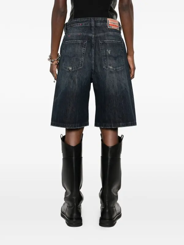 DIESEL® Denim Shorts With Belt Loops And Distressed Details