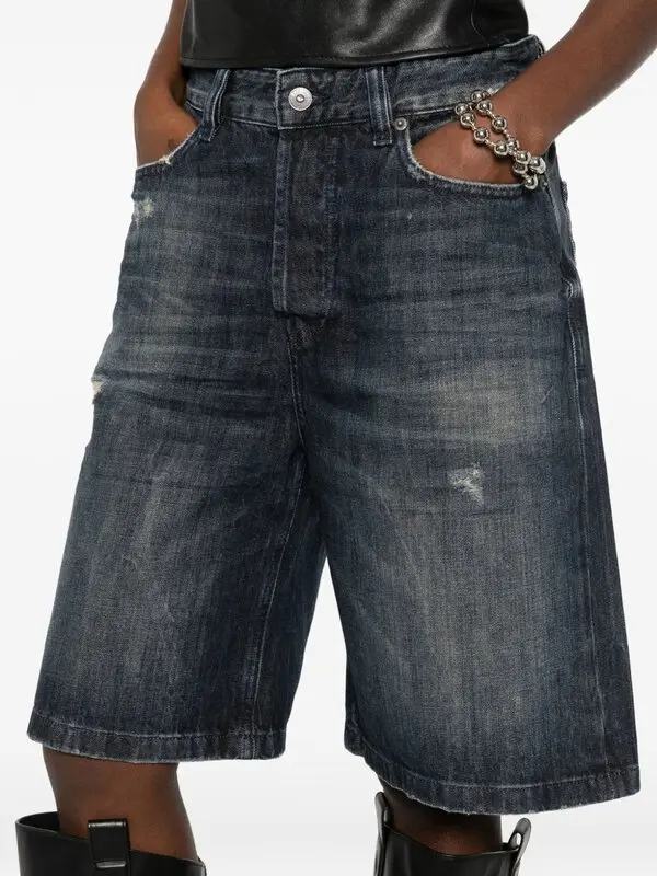 DIESEL® Denim Shorts With Belt Loops And Distressed Details