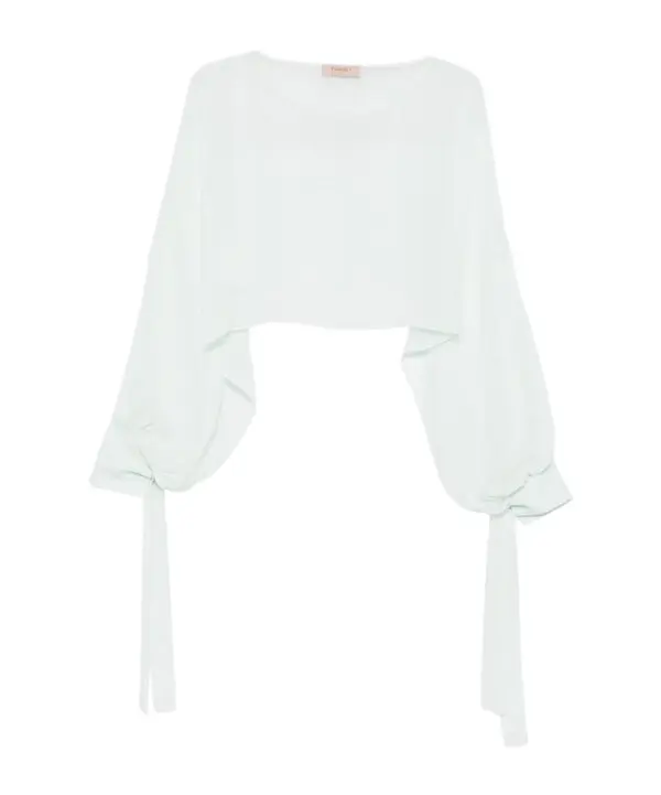 TWINSET Cropped Tie-sleeve Blouse