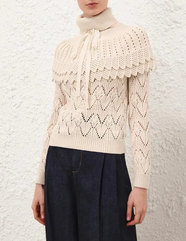 Zimmermann Hypnotic Ruffled Collar Sweater