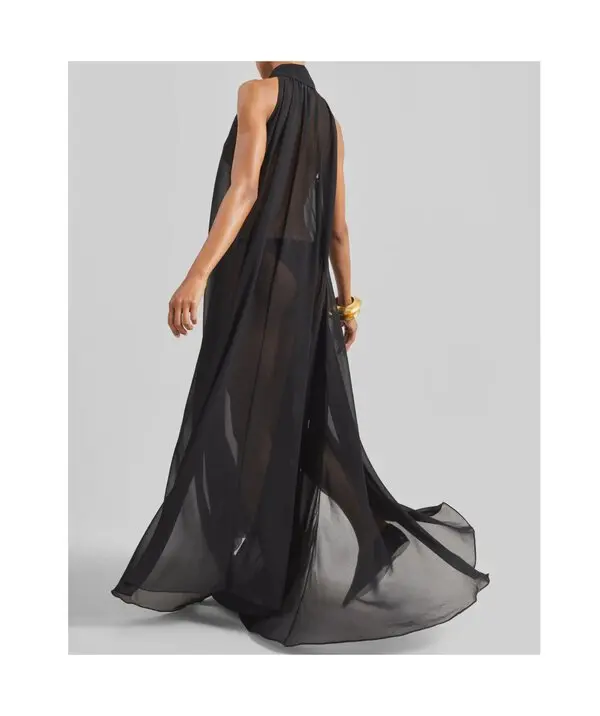 THE FRANKIE SHOP Sleeveless Collared Maxi Dress With Asymmetrical Hem