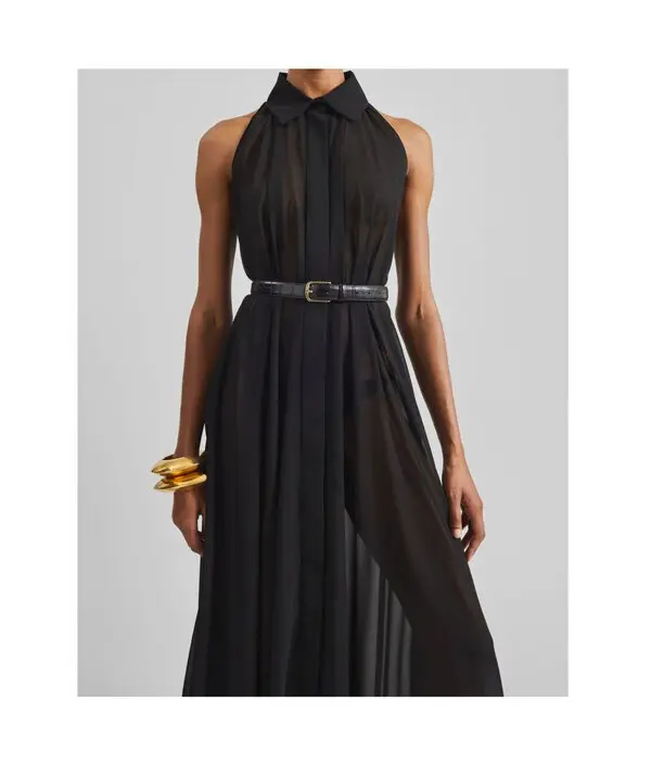 THE FRANKIE SHOP Sleeveless Collared Maxi Dress With Asymmetrical Hem