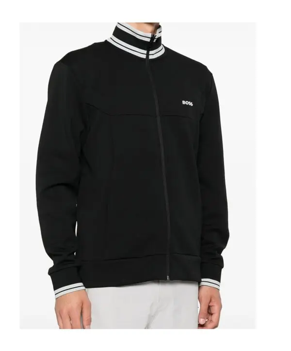 Hugo Boss Striped-cuff Zip-up Jsweatshirt