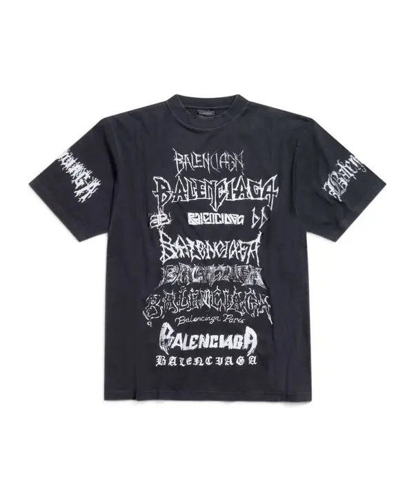 Balenciaga Logo Printed Crewneck T-shirt - Black