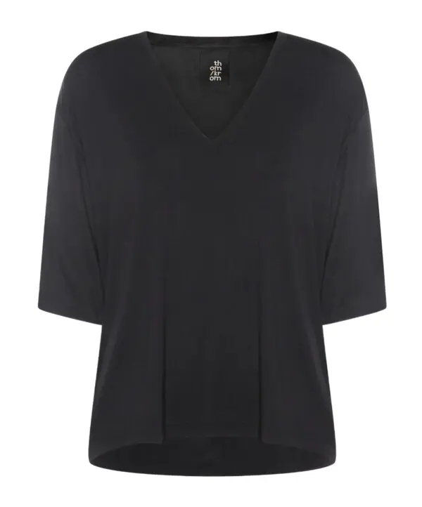 THOM KROM Short Sleeve V-neck Blouse With Dropped Shoulders