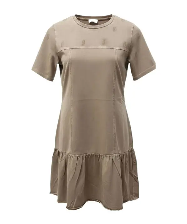 Liu Jo Round Neck Short Sleeve Dress With Ruffled Hem