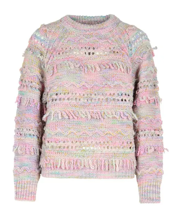Isabel Marant Étoile Round Neck Knit Sweater With Wide Knit Inserts And Embossed Decoration