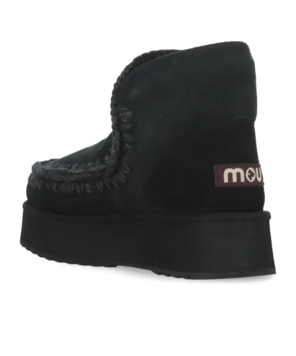 Mou Shearling Stitch Ankle Boots - Black