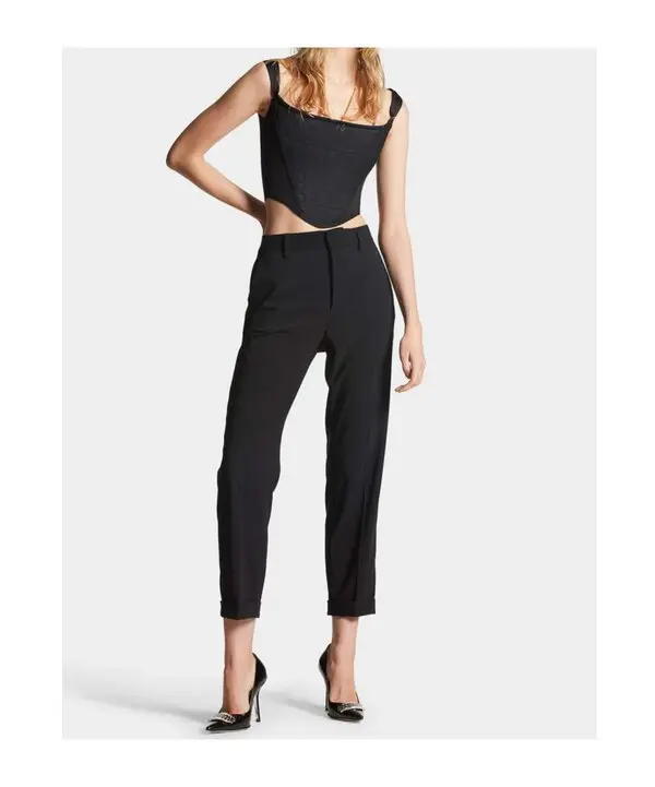 Dsquared2 High-waisted Cotton Straight-leg Trousers
