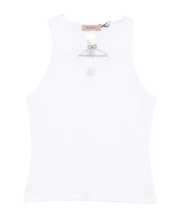TWINSET Sleeveless Cut-out Top With Embellishment - White
