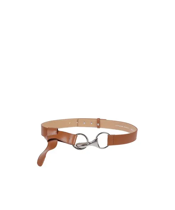 Liviana Conti Leather Buckle Belt - Brown