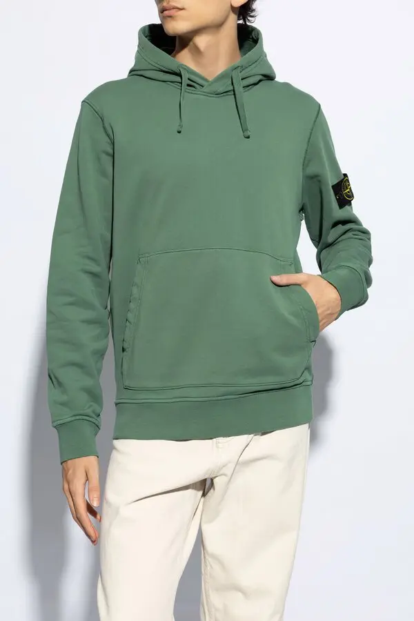 Stone Island Compass-badge Cotton Hoodie - Sage