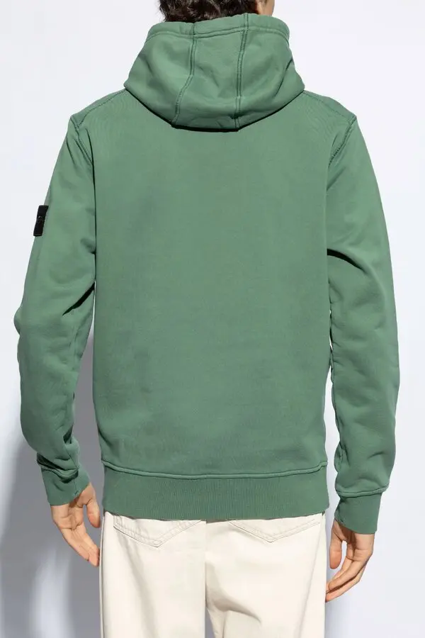 Stone Island Compass-badge Cotton Hoodie - Sage