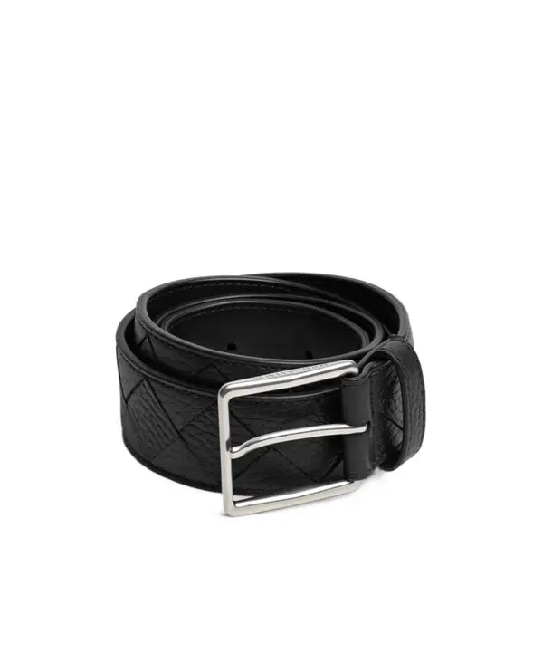 Bottega Veneta Intrecciato Leather Belt - Black