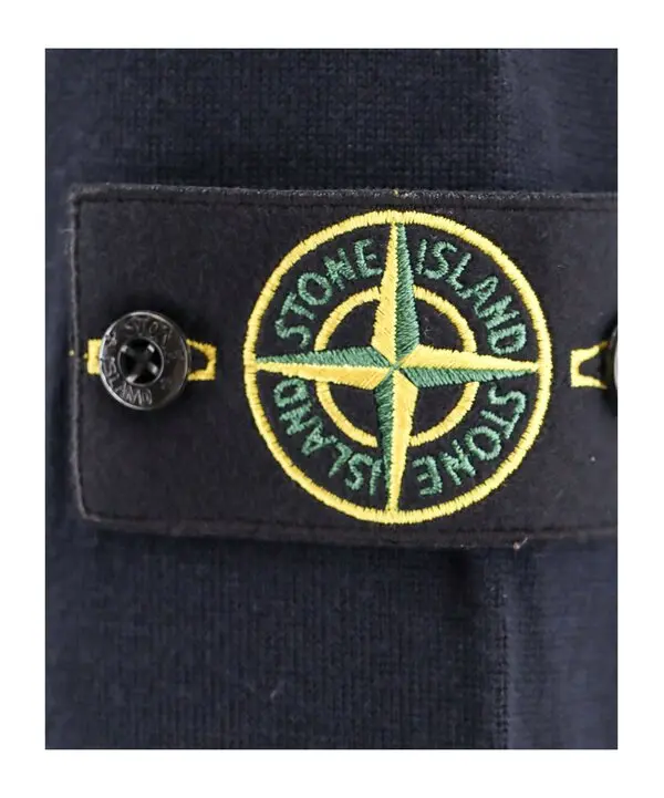 Stone Island Logo Patch Crewneck Jumper - Blue