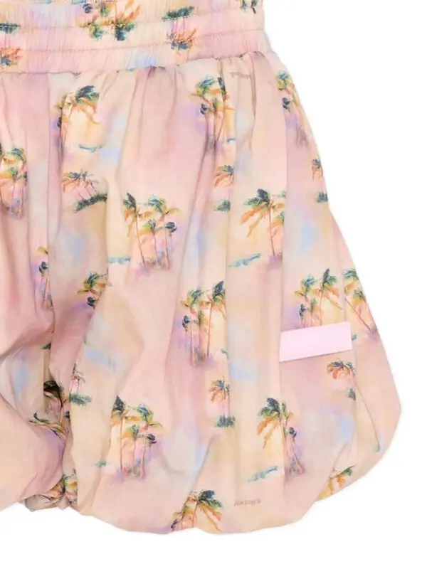 Palm Angels Graphic Print Elastic Waist Shorts
