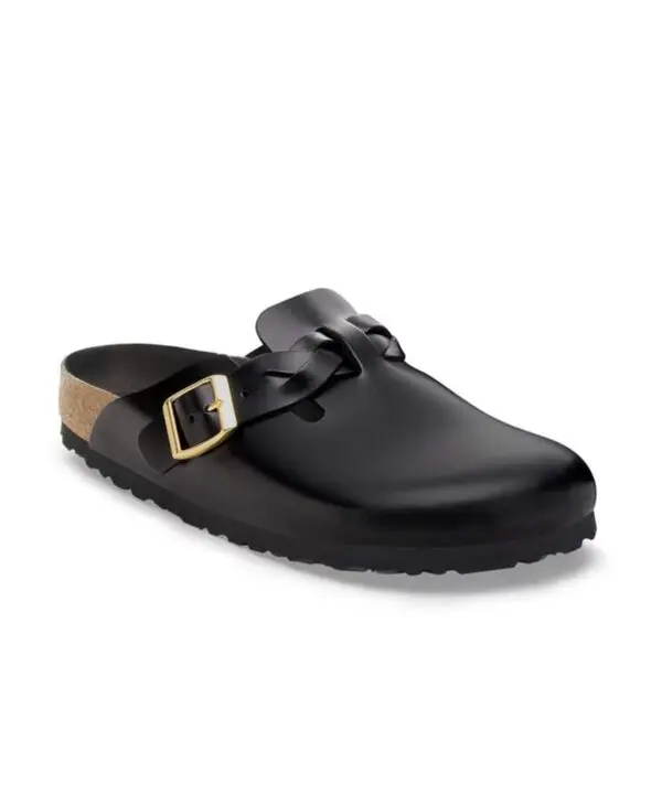 BIRKENSTOCK Boston Braided Buckled Clogs - Black