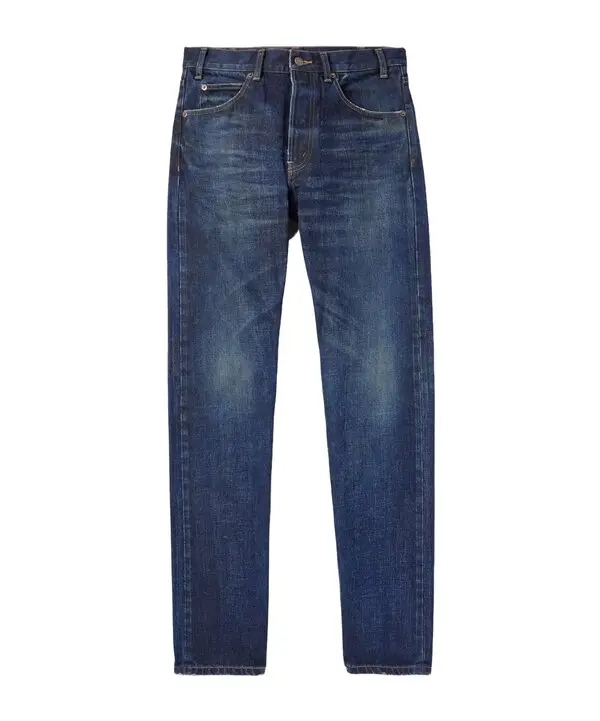 Celine Lou Jeans In Dark Stone Wash Denim - Dark Blue