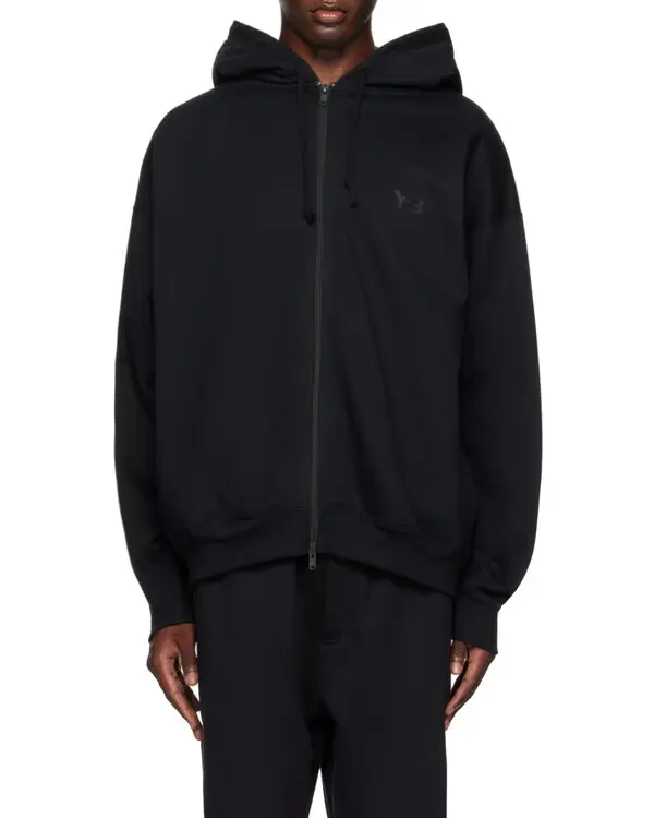 Y3 Zip-up Hooded Jacket With Embellished Chest